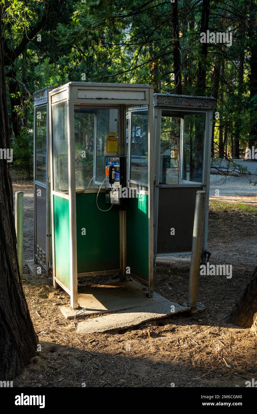 Group of Old Phone Booths In Campground in Yosemite Valley Stock Photo ...