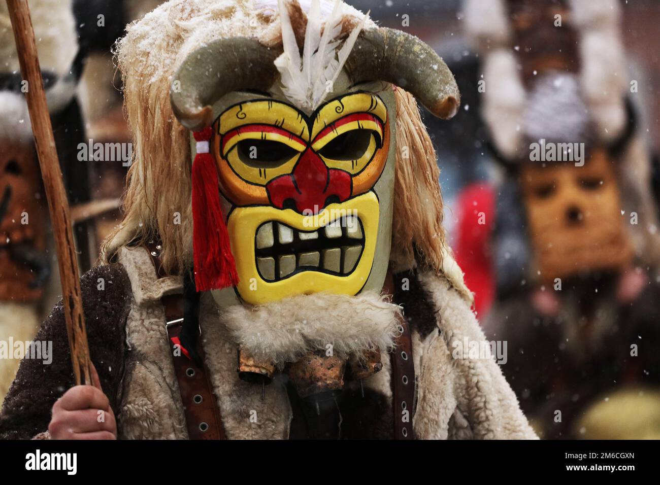 Traditional Kukeri costume bells on a traditional Bulgarian Kukeri ...