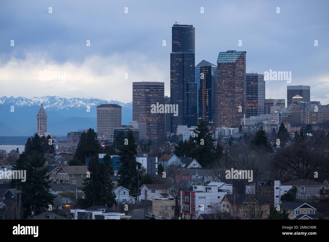 Winter Grey Skies Seattle Washington Downtown City Skyline Stock Photo ...