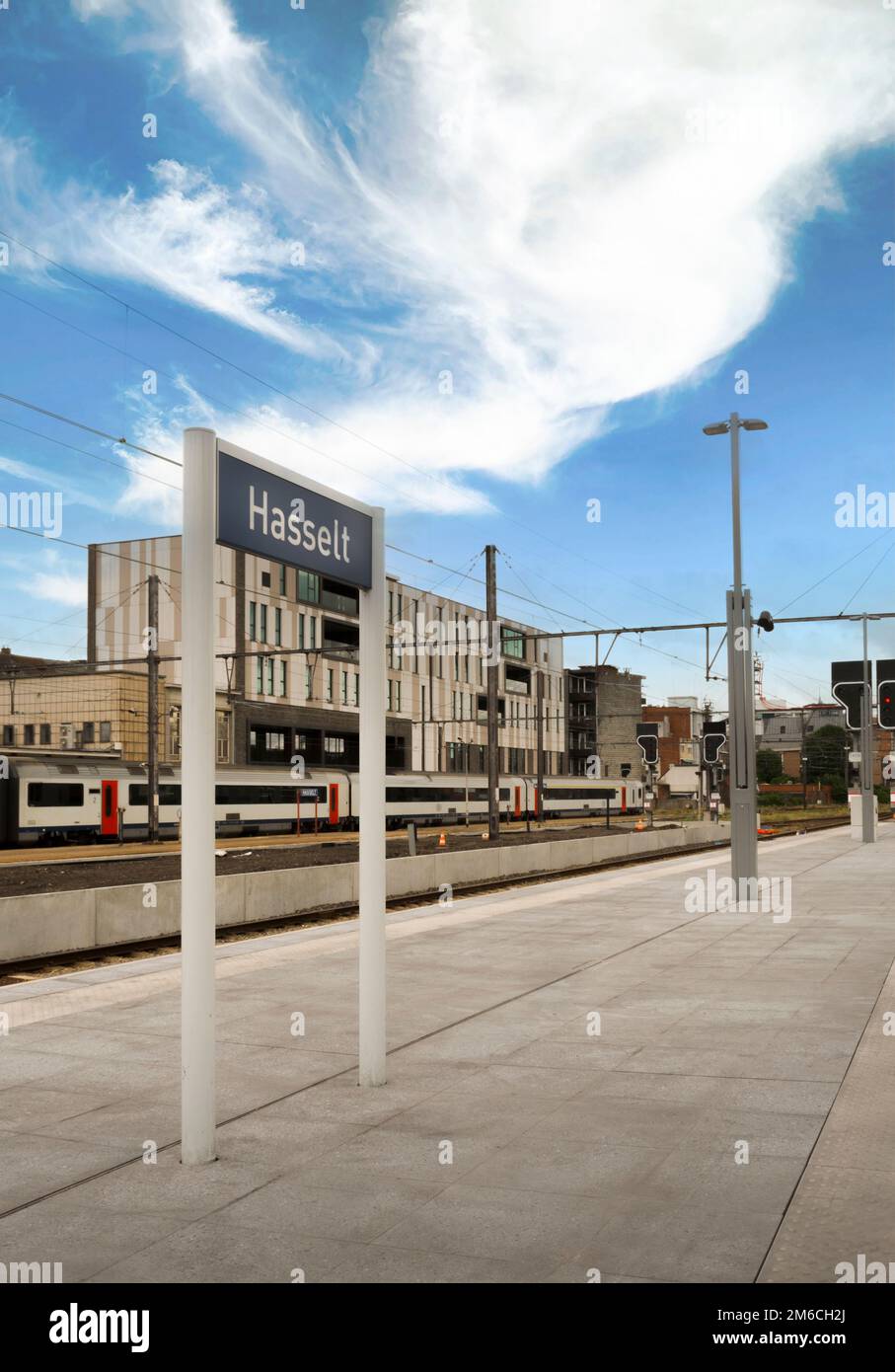 Hasselt, Limburg - Belgium - 06.20.2021. View of the platform at the Hasselt railway station ...