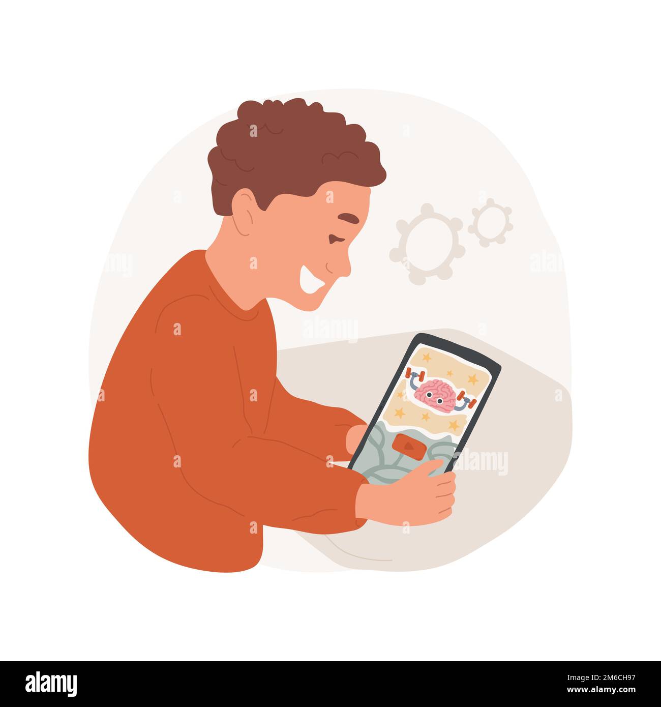 Mobile games isolated cartoon vector illustration. Kid holding ...