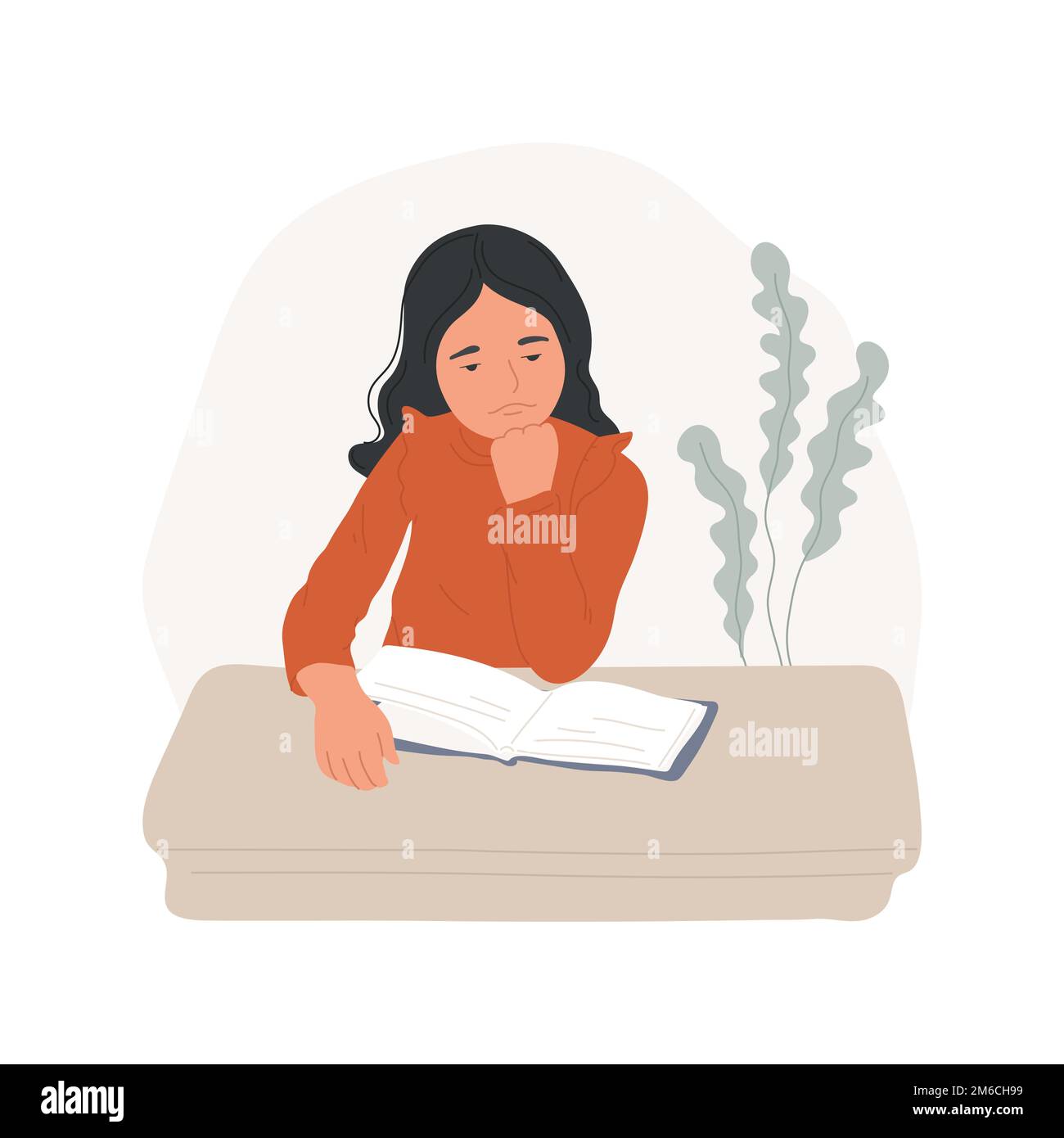 Boredom isolated cartoon vector illustration. Bored girl having stress ...