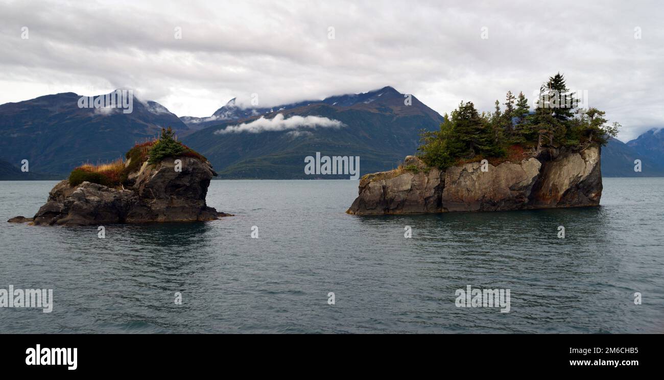 Rock Buttes Open Water Winter Ocean Alaska Resurrection Bay Stock Photo ...