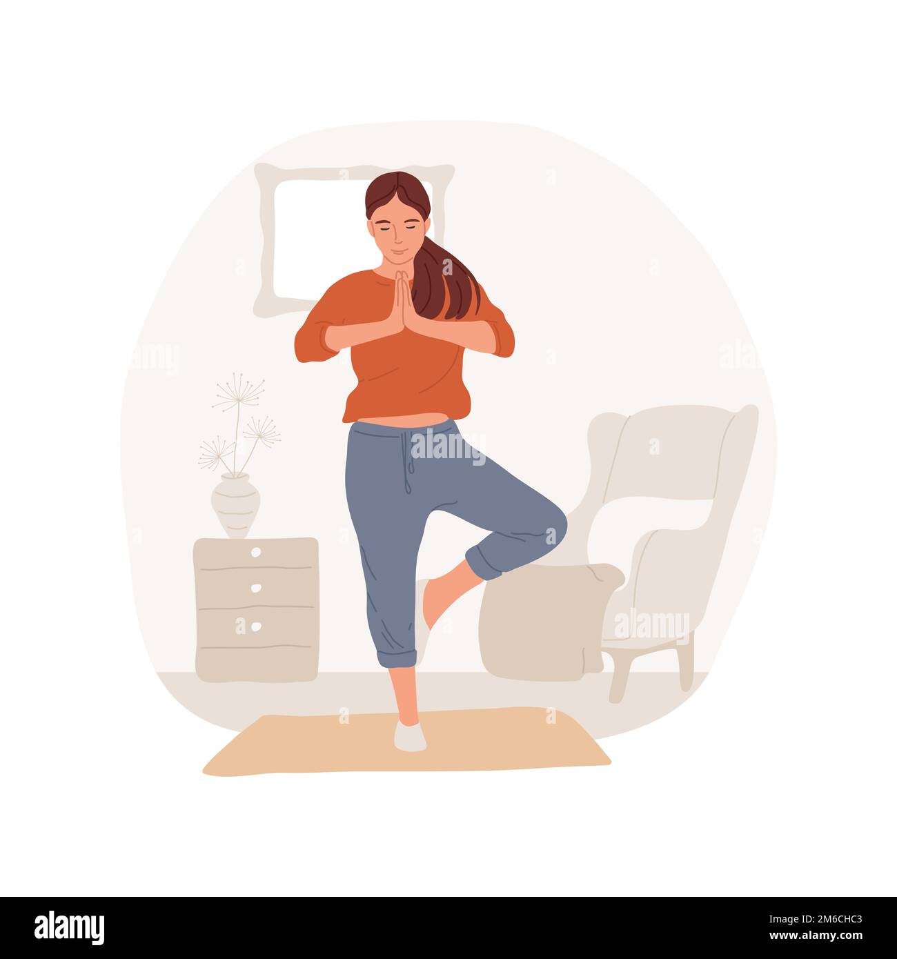 Relaxation exercise isolated cartoon vector illustration. Happy woman ...