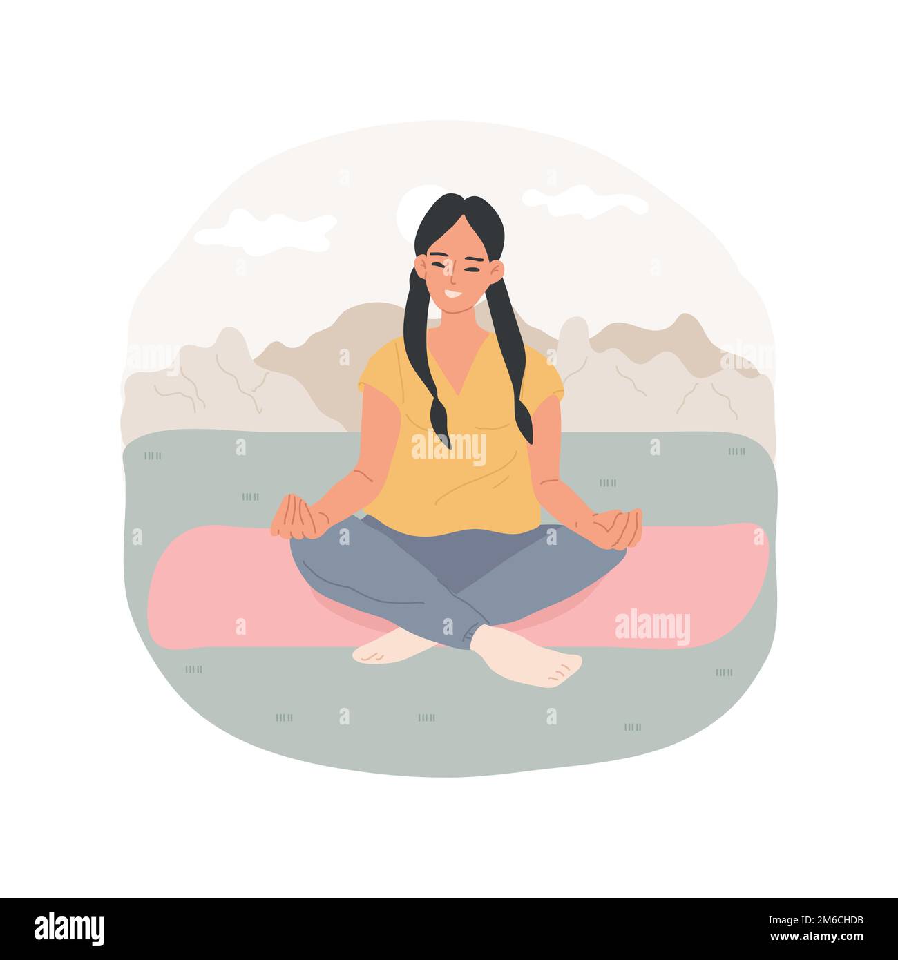 Mindfulness isolated cartoon vector illustration. Beautiful girl ...