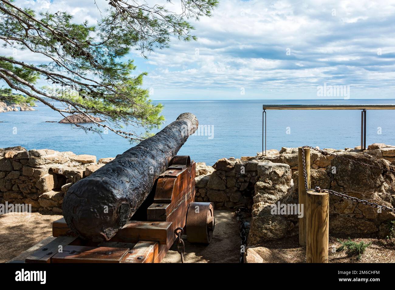 Old gun in the fortress of the old town (Tossa de Mar, Spain Stock ...