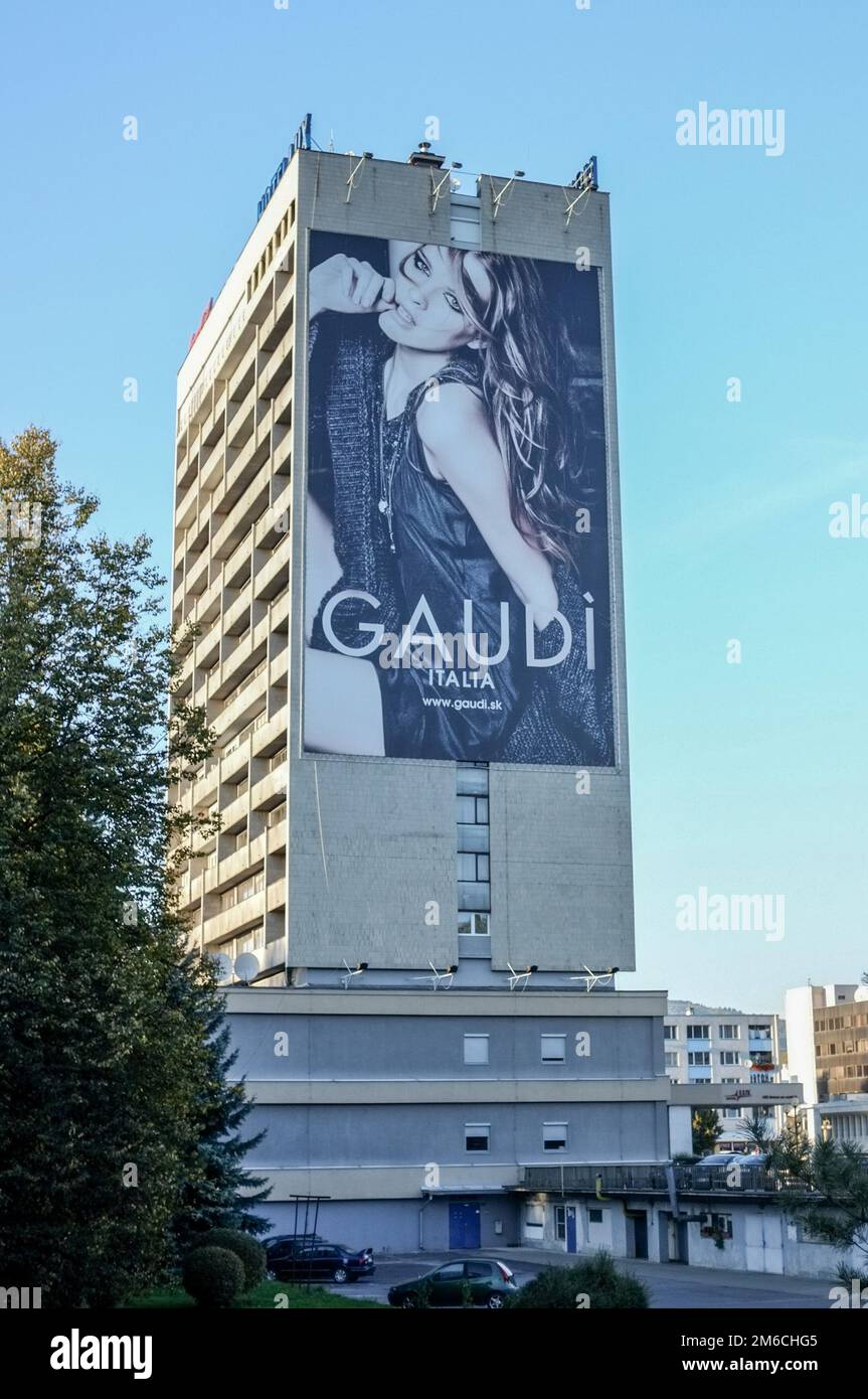 Fashion advertising on a prefabricated building in Slovakia Stock Photo ...