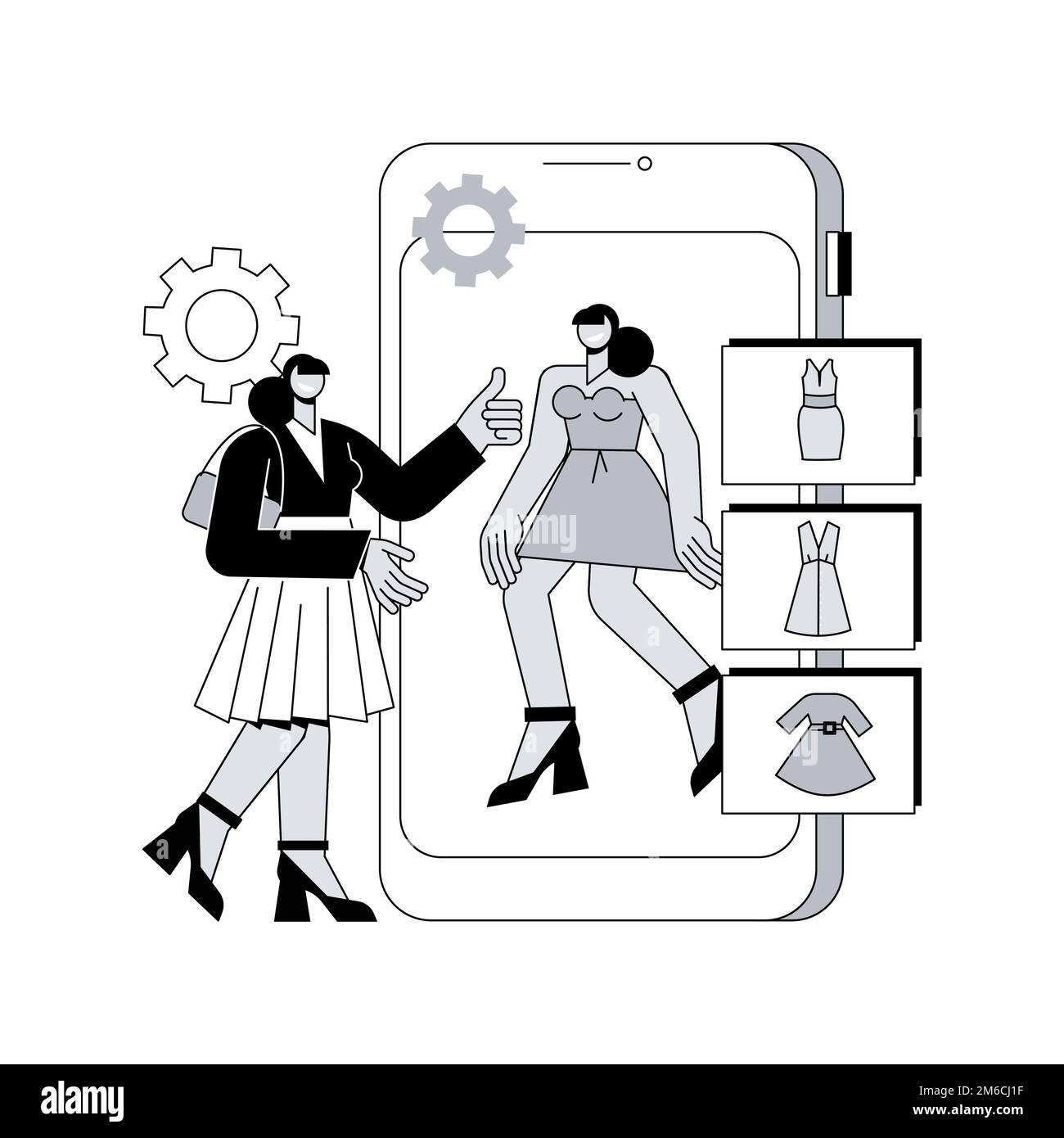 Virtual fitting room abstract concept vector illustration. Virtual ...