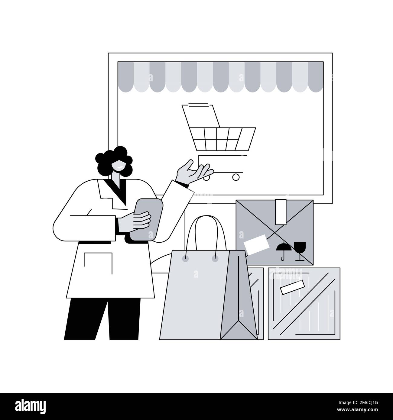 Drop-shipper receives order abstract concept vector illustration ...