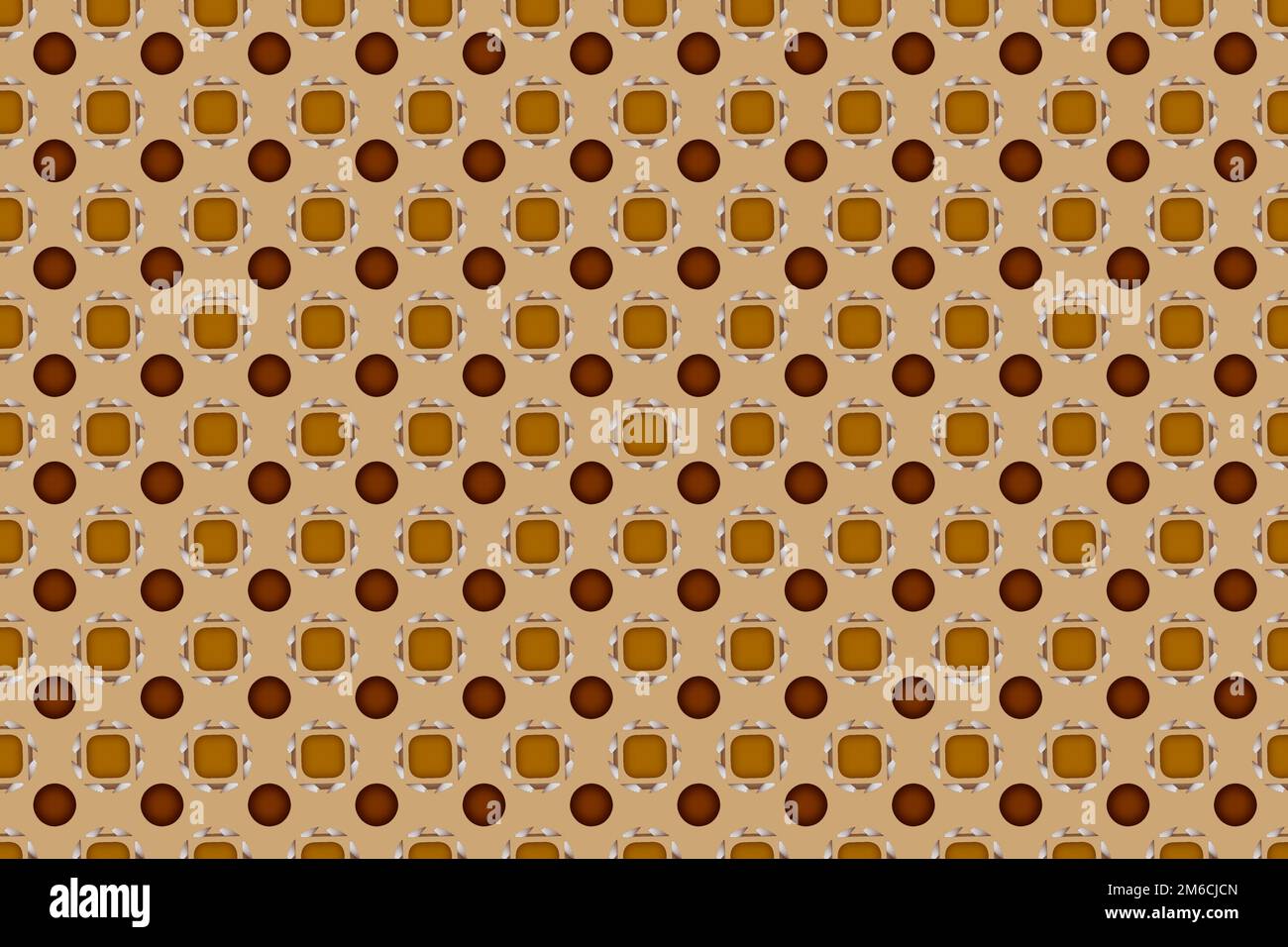 Geometric shapes square and circle in seamless pattern on beige ...