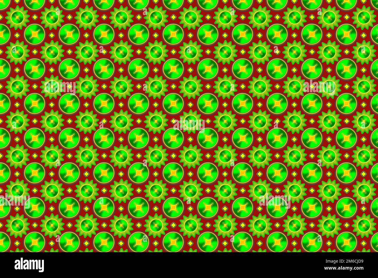 Geometric shapes green colors seamless pattern on maroon background ...