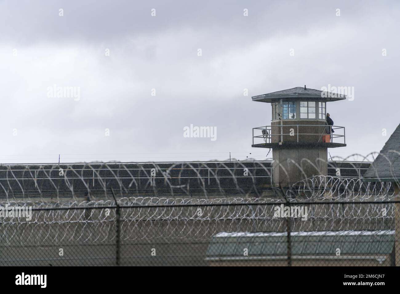 Guard Tower Barbed Wire Fence Boundary Federal Prison Stock Photo - Alamy