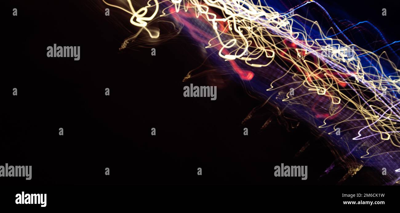 Abstract Image Squiggly Rainbow of Lines Multi Colors Black Stock Photo ...