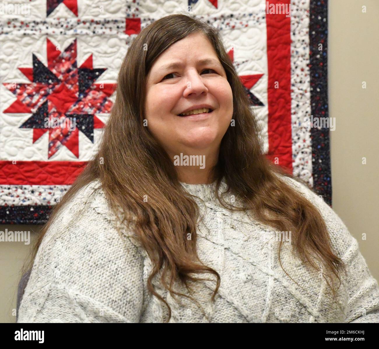 Karen Williams, Chief of the Project Support Section, sits for a photo ...
