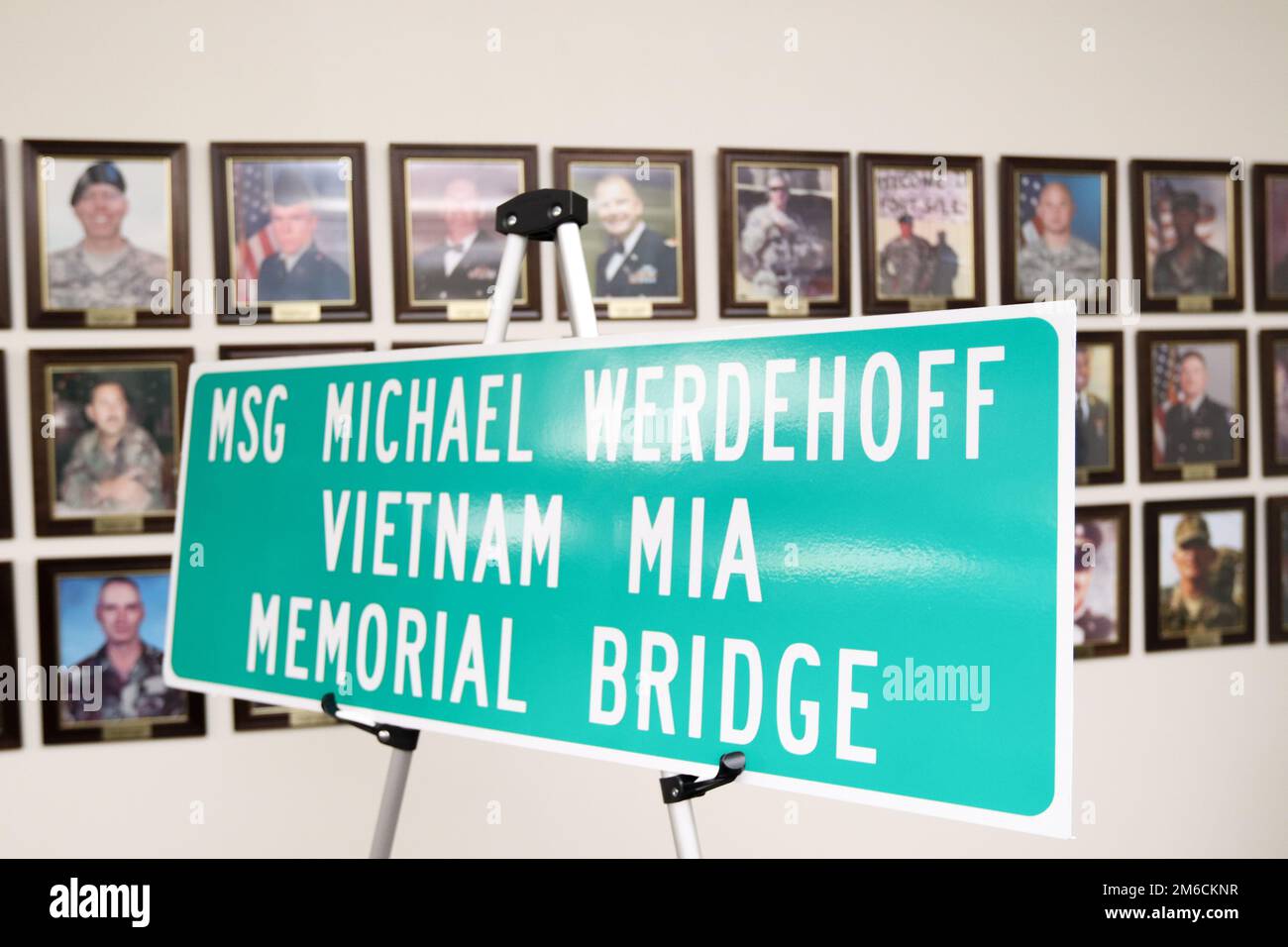 Bridge sign memorializing Master Sgt. Michael Werdehoff Stock Photo - Alamy