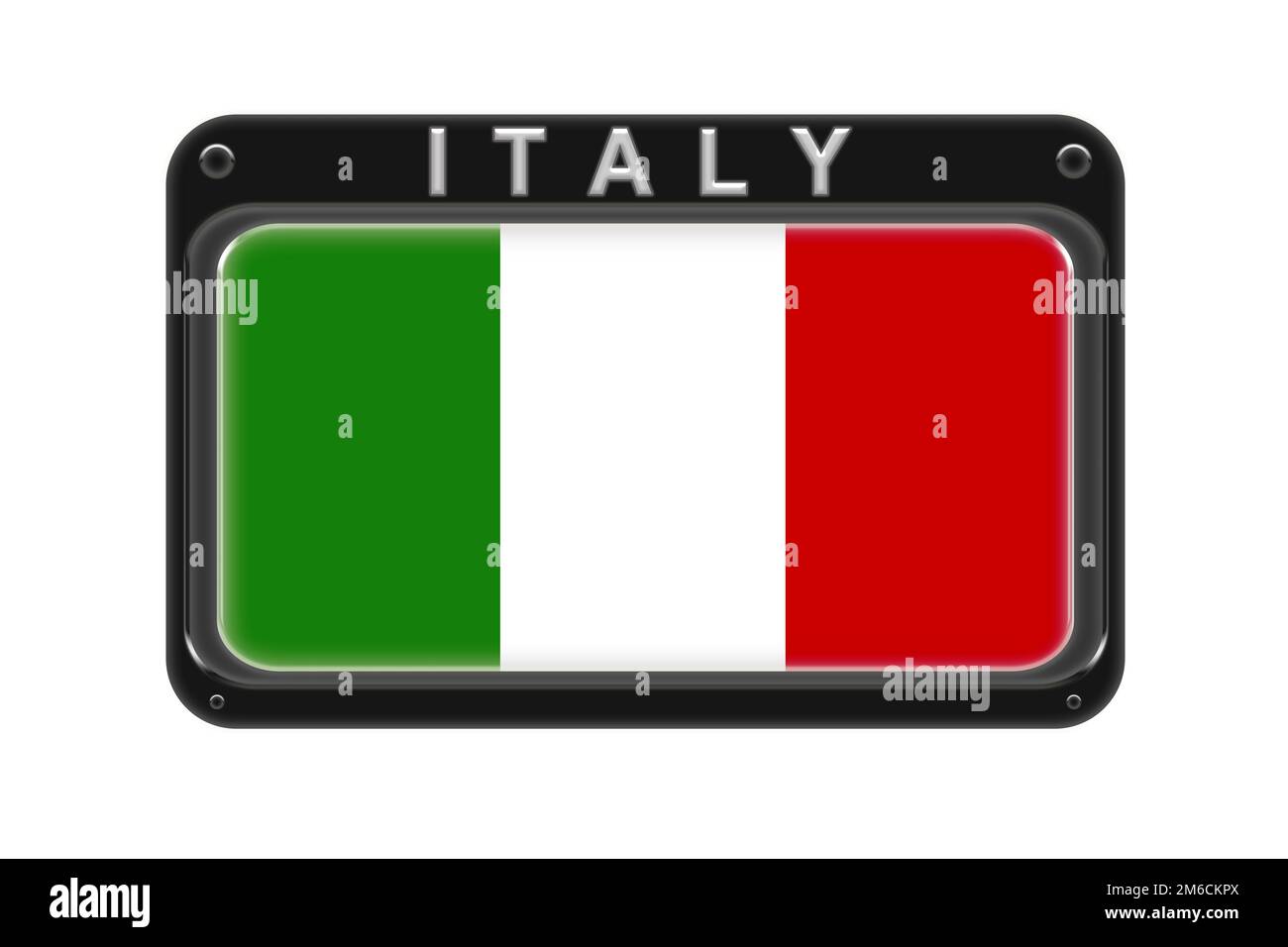 The flag of Italy in the frame with rivets on white background Stock ...