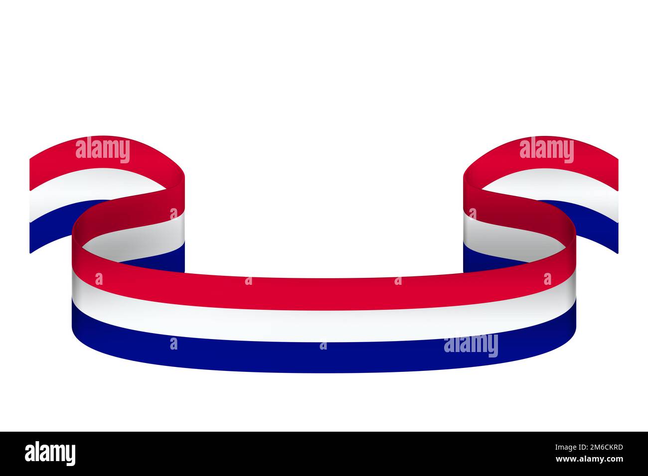 Ribbon in colors of Netherlands flag on white background with place for ...