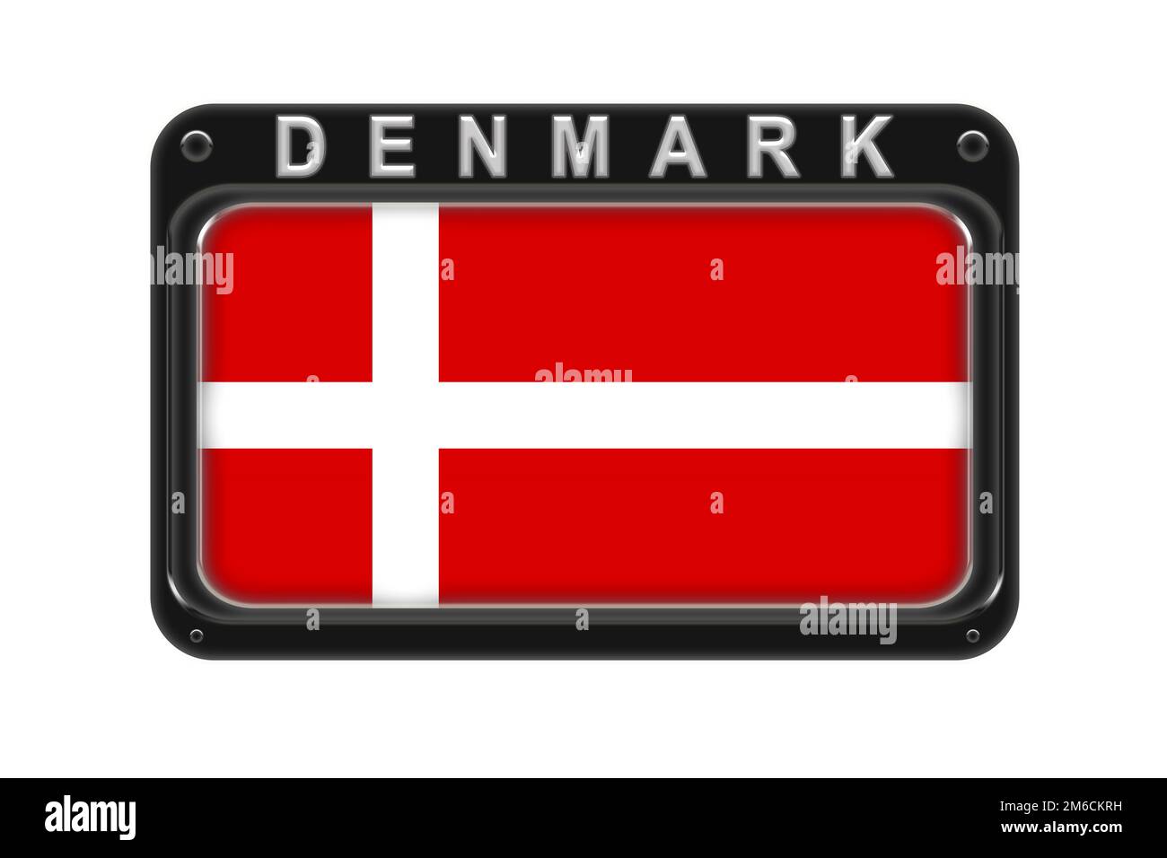 The flag of Denmark in the frame with rivets on white background Stock ...