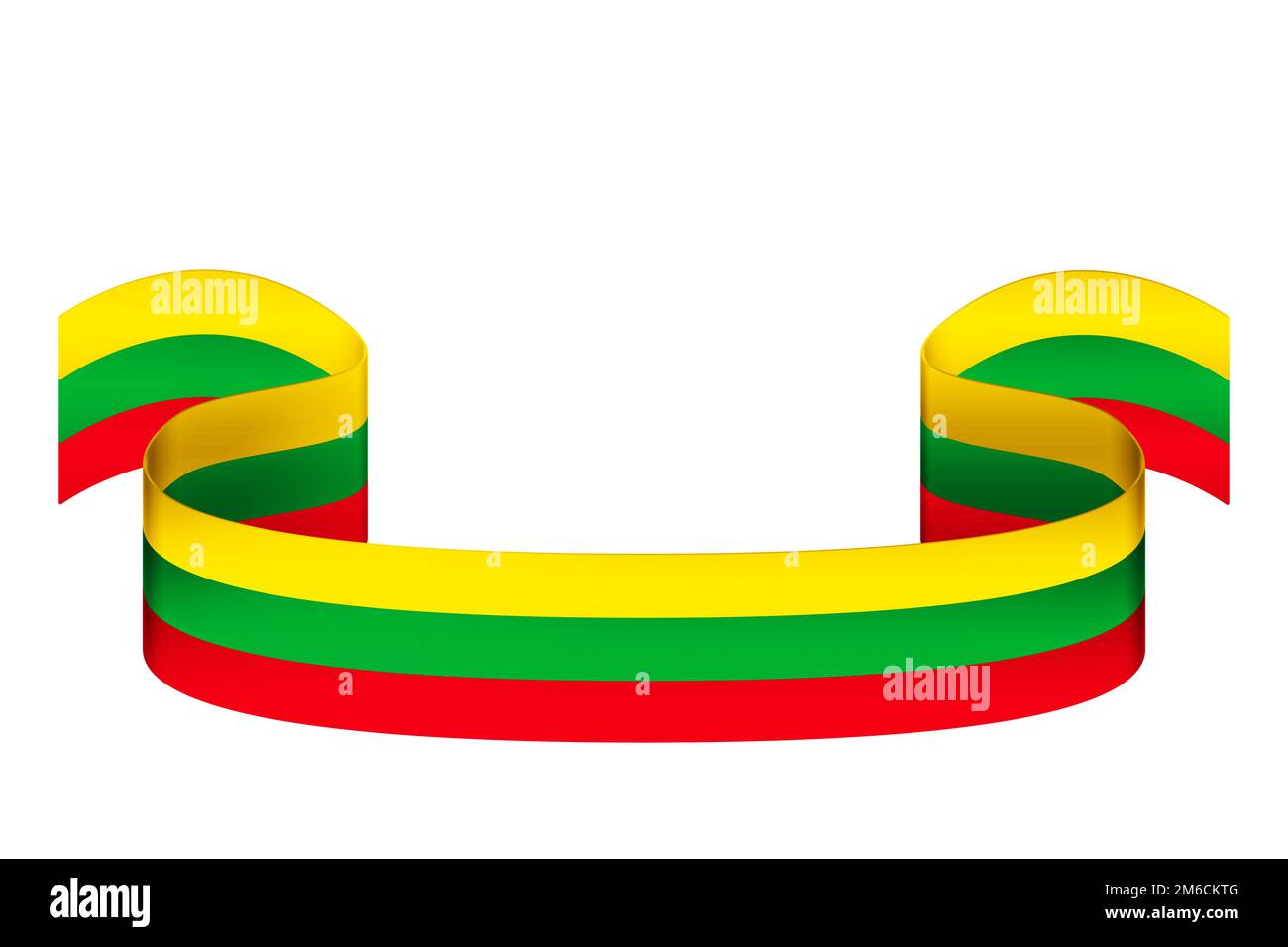 Ribbon in the colors of the flag of Lithuania on white background with ...