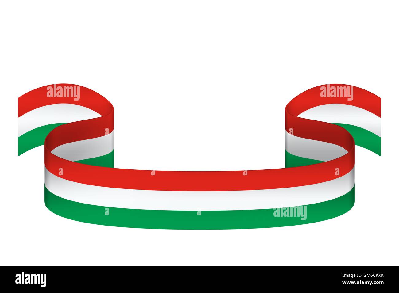 Ribbon in the colors of the flag of Hungary on white background with ...
