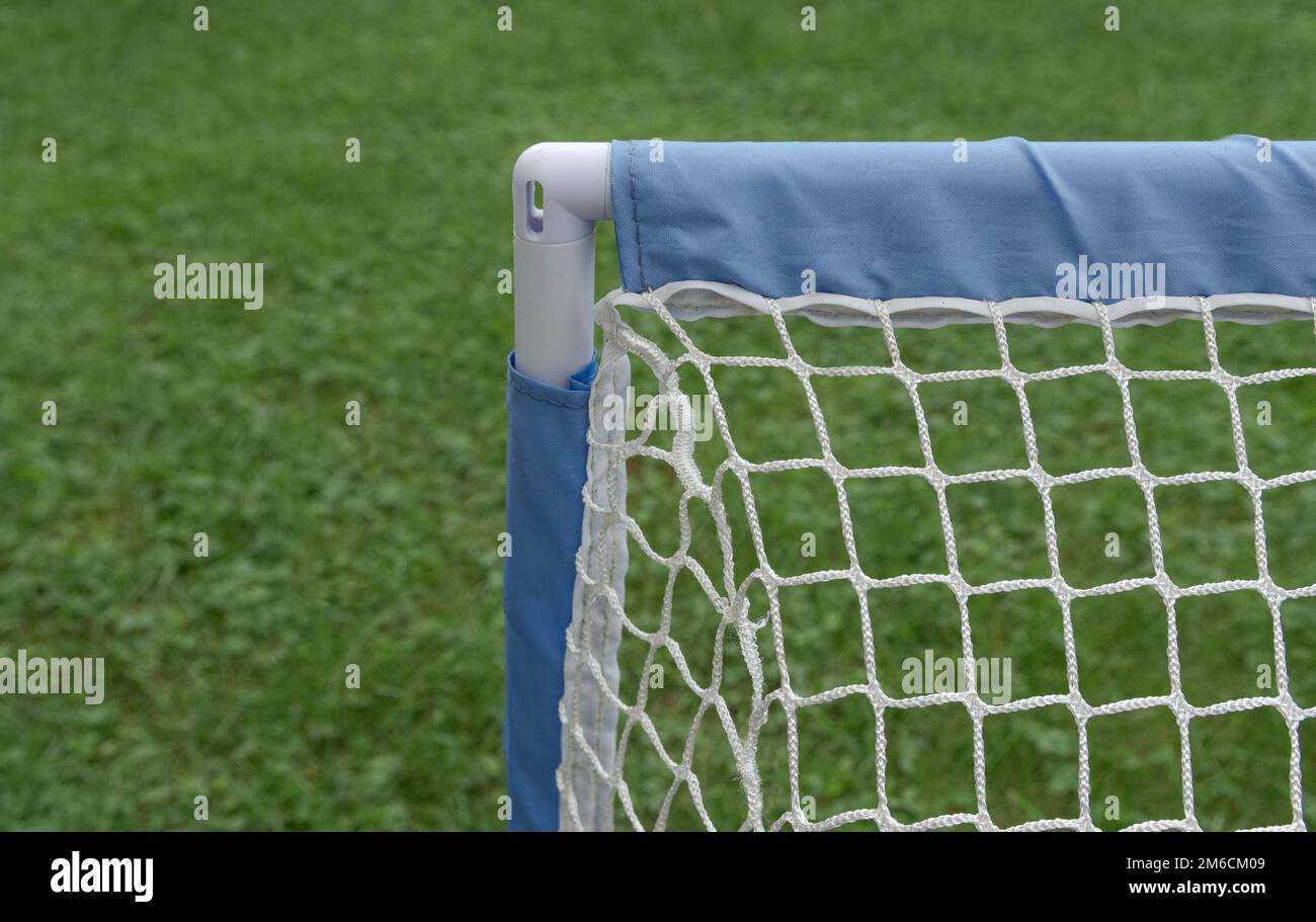 Small gates for playing football for children. Blue color Stock Photo ...