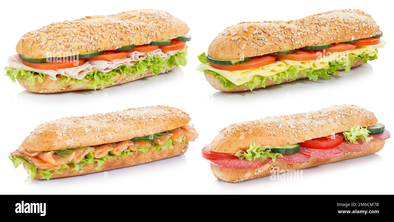 Rolls topped with ham salami cheese salmon fish collection sandwich ...