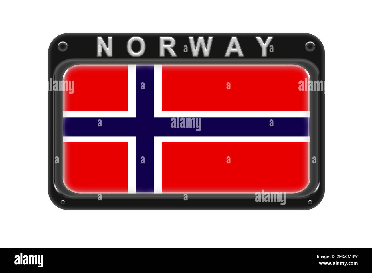 The flag of Norway in the frame with rivets on white background Stock ...