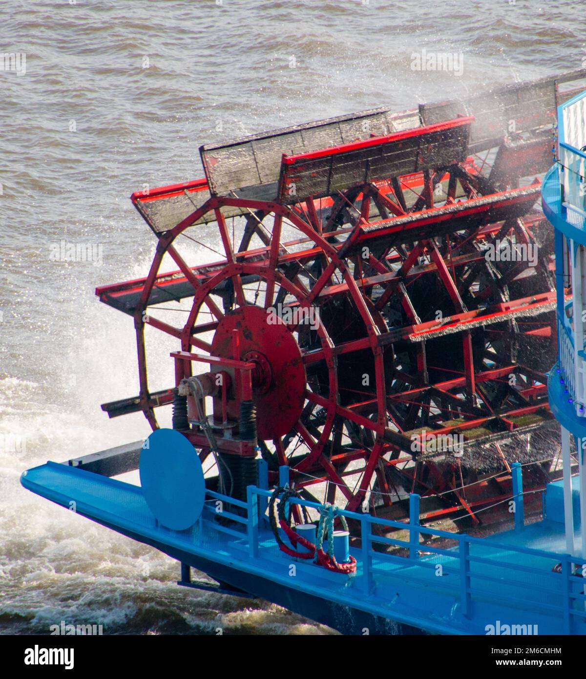 Red paddle from a paddle steamer in movement Stock Photo - Alamy