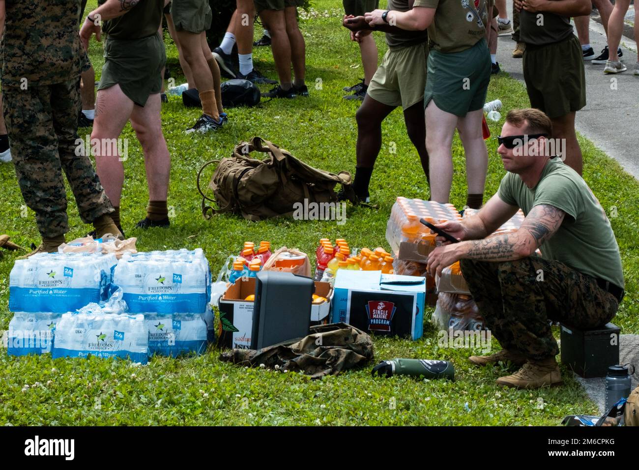U.S. Marines with the Single Marine Program supplied hydration sources ...