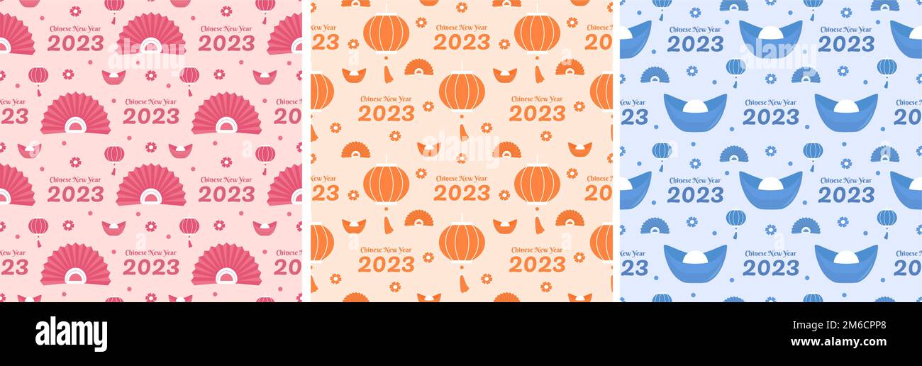 Chinese Lunar New Year 2023 Days Seamless Pattern Decoration Template ...