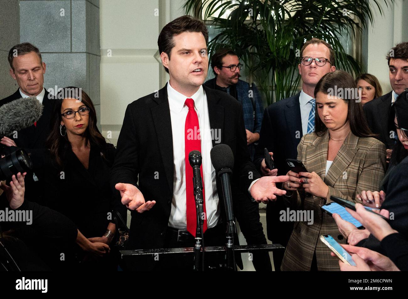 U.S. Representative Matt Gaetz (R-FL) speaking to reporters at the U.S ...