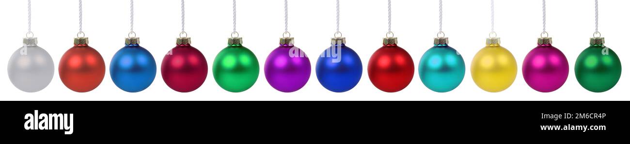 Christmas baubles banner colors baubles decoration in a row clutter ...