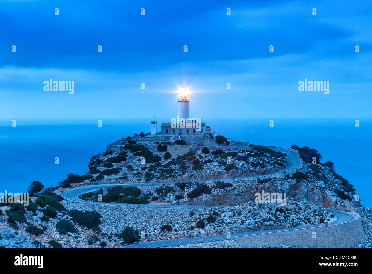 Lighthouse Cap Formentor Mallorca evening night Spain Stock Photo - Alamy
