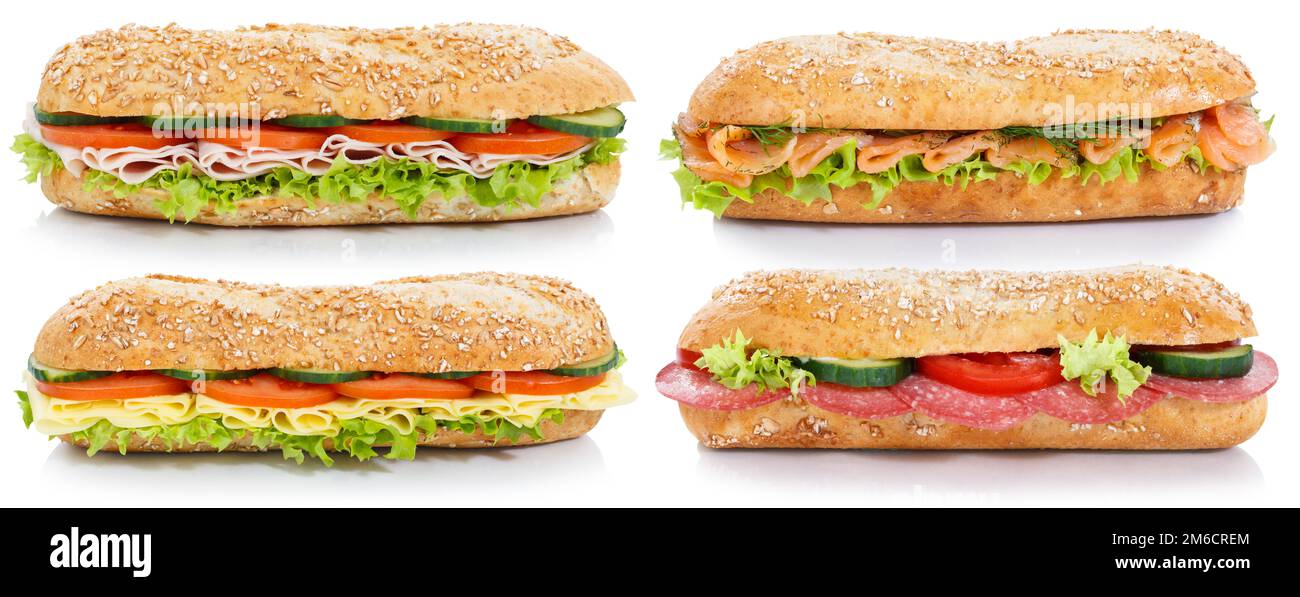 Baguette with ham salami cheese salmon fish collection side exempted ...