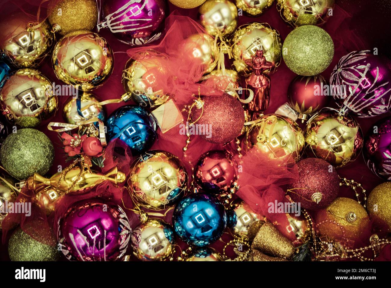Christmas colorful decorations wallpaper Stock Photo - Alamy
