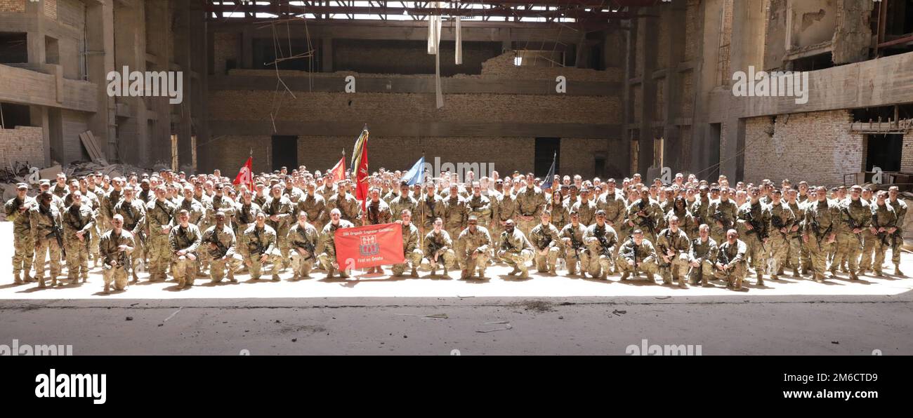 U.S. Army Soldiers assigned to Task Force Pioneer pose for a group ...
