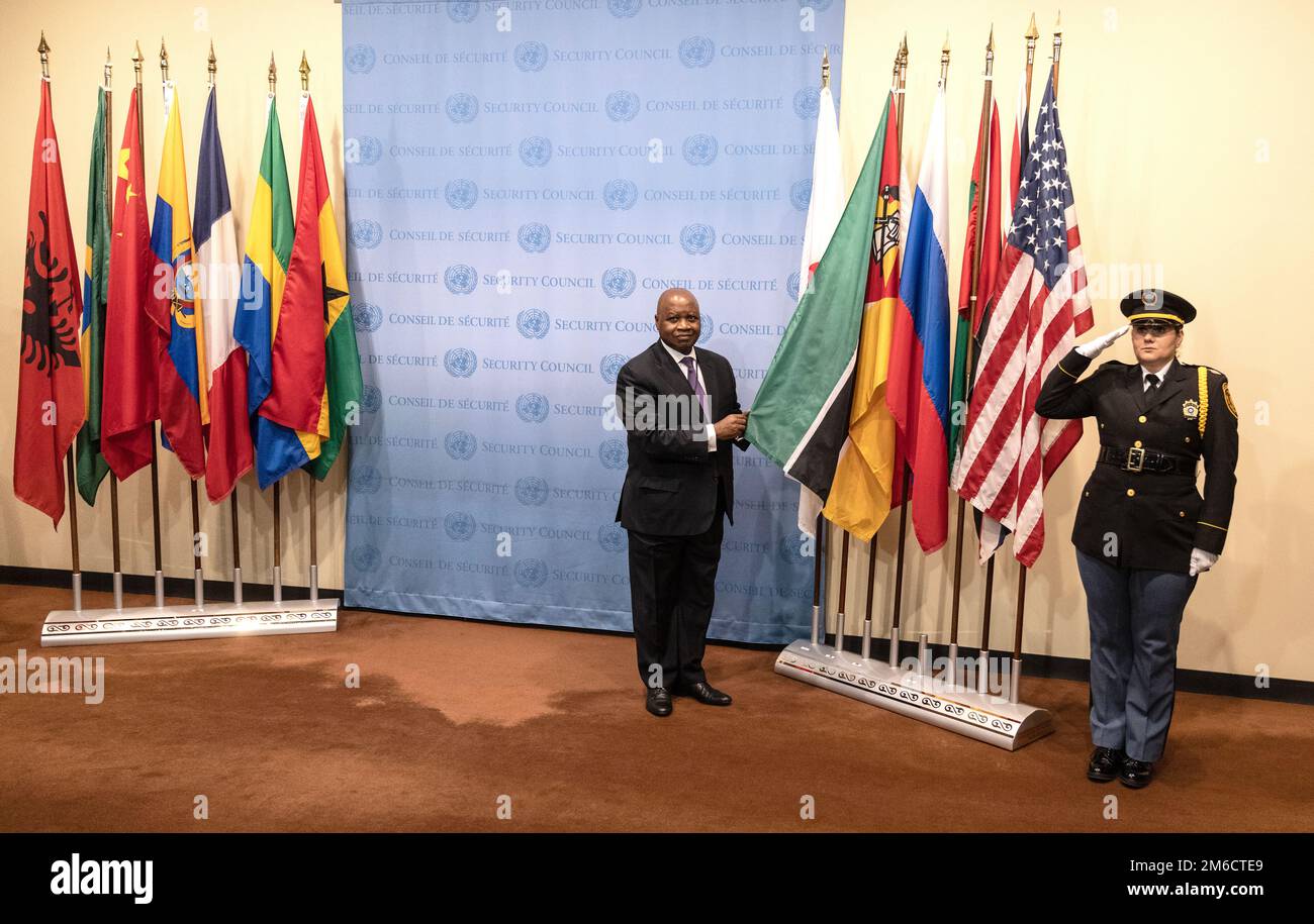 Mozambique Ambassador Pedro Comissario Afonso stands next to his ...
