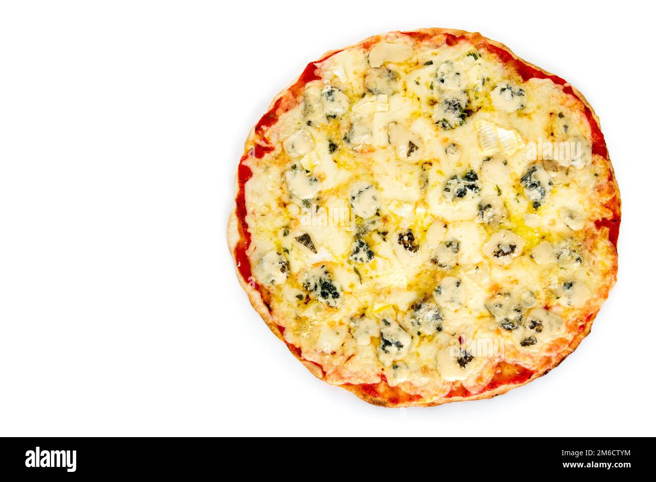 Pizza quattro formaggi on white background Stock Photo - Alamy