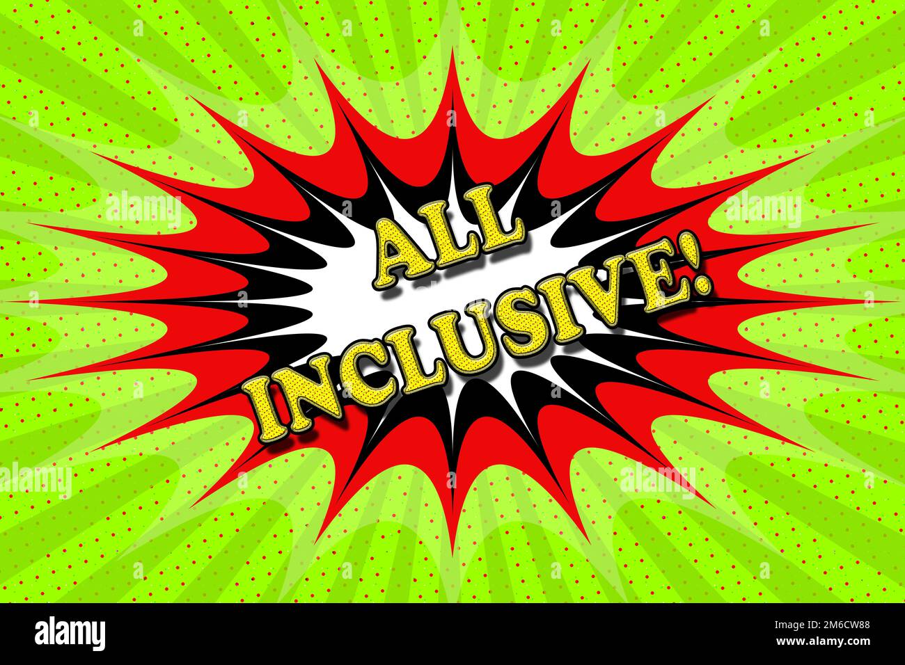 Inscription All Inclusive in cartoon style Stock Photo - Alamy