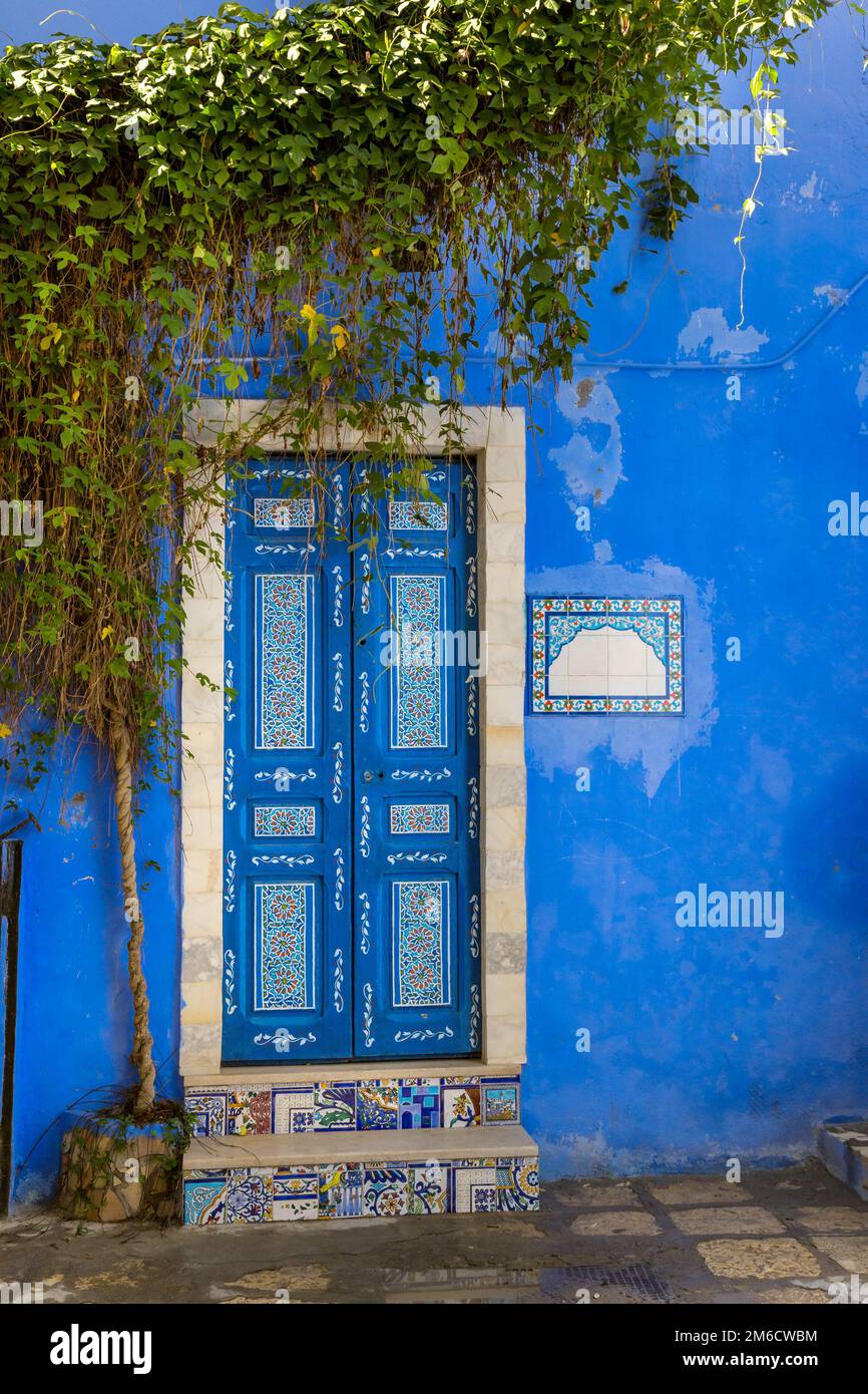 Decorated door of a traditional house in Tunisia Stock Photo - Alamy