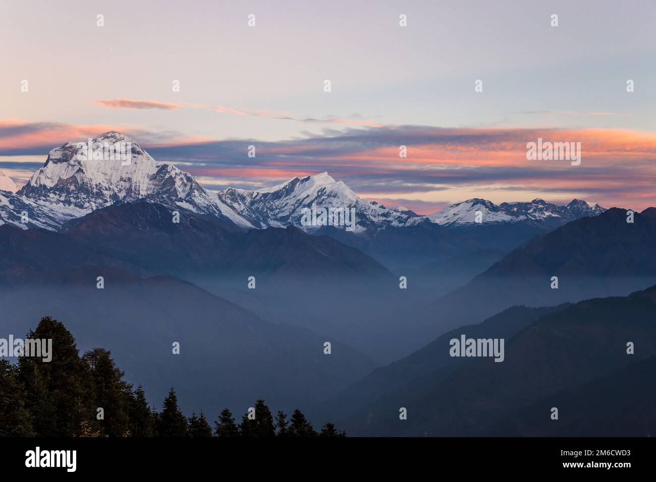 Sunrise in the mountains. Annapurna range, Himalayas, Nepal Stock Photo ...