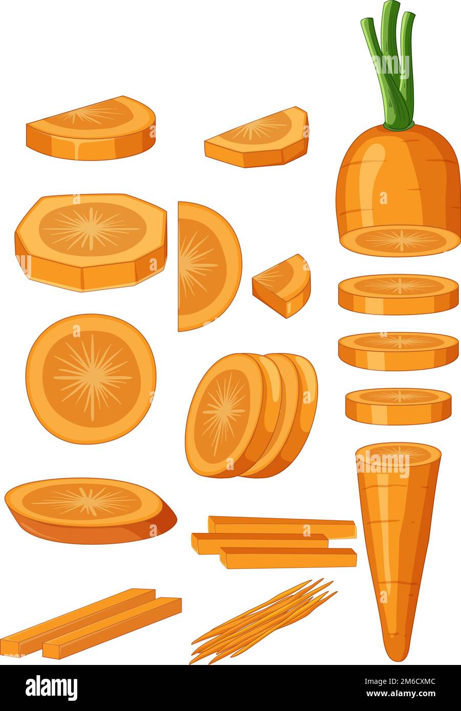 Carrot in whole and sliced pieces illustration Stock Vector Image & Art ...