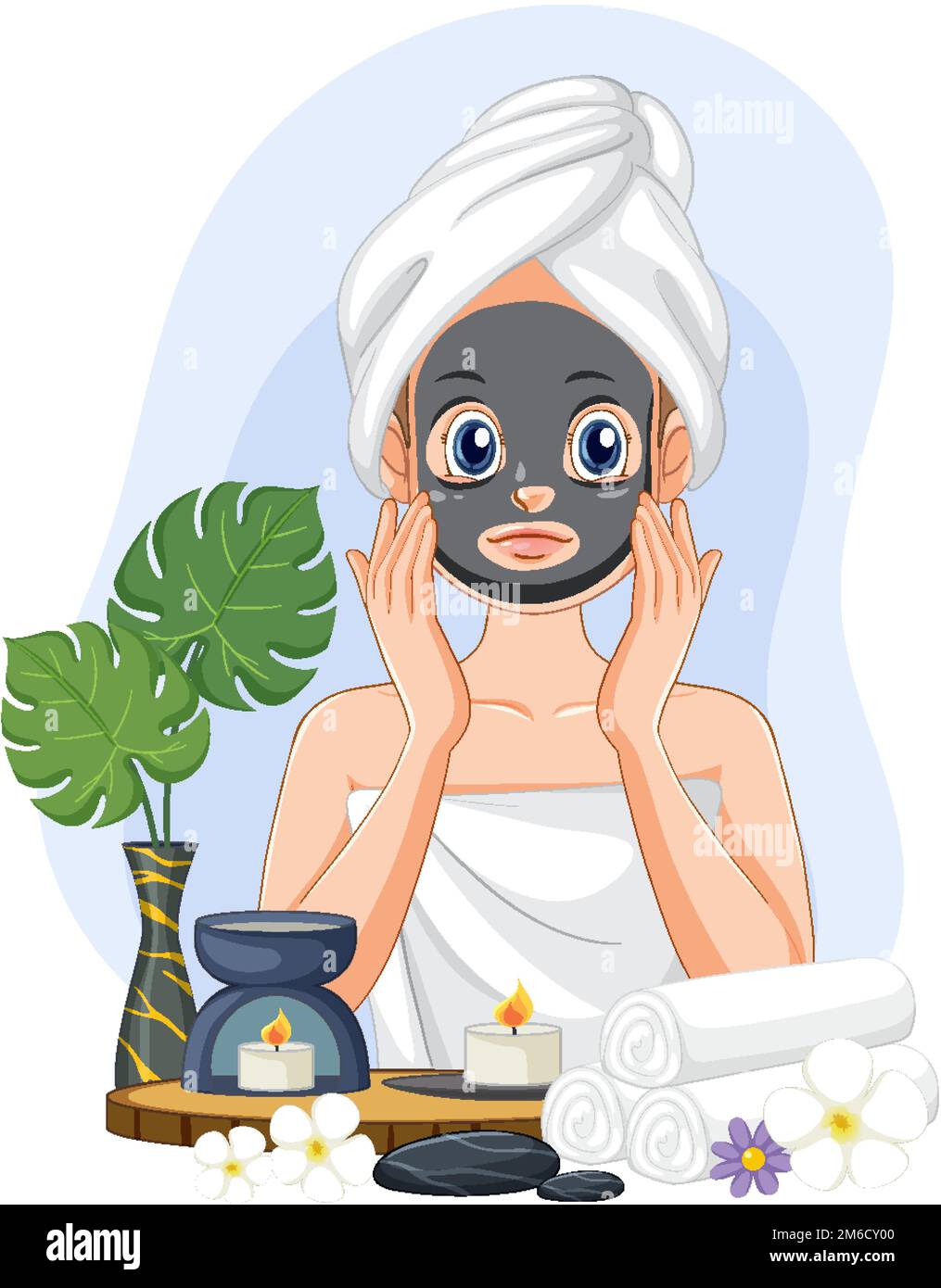Spa woman applying facial mask illustration Stock Vector Image & Art ...