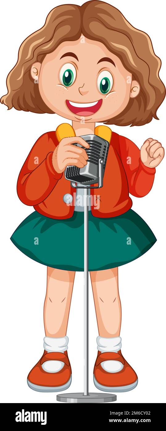Singer girl cartoon character isolated illustration Stock Vector Image ...