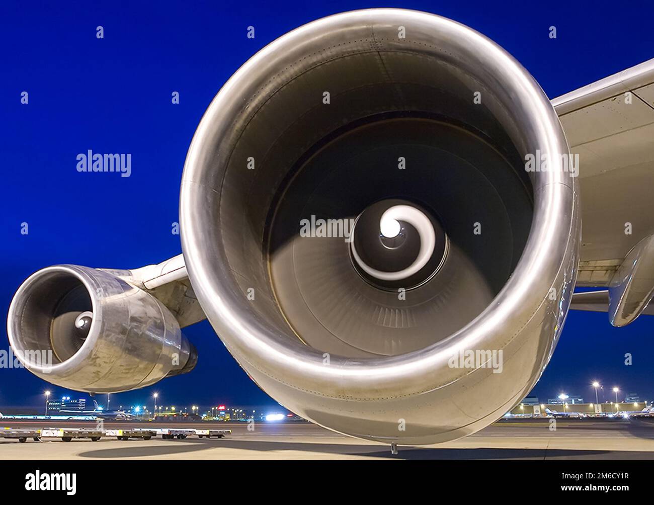 Airplane wing with two turbines Stock Photo - Alamy