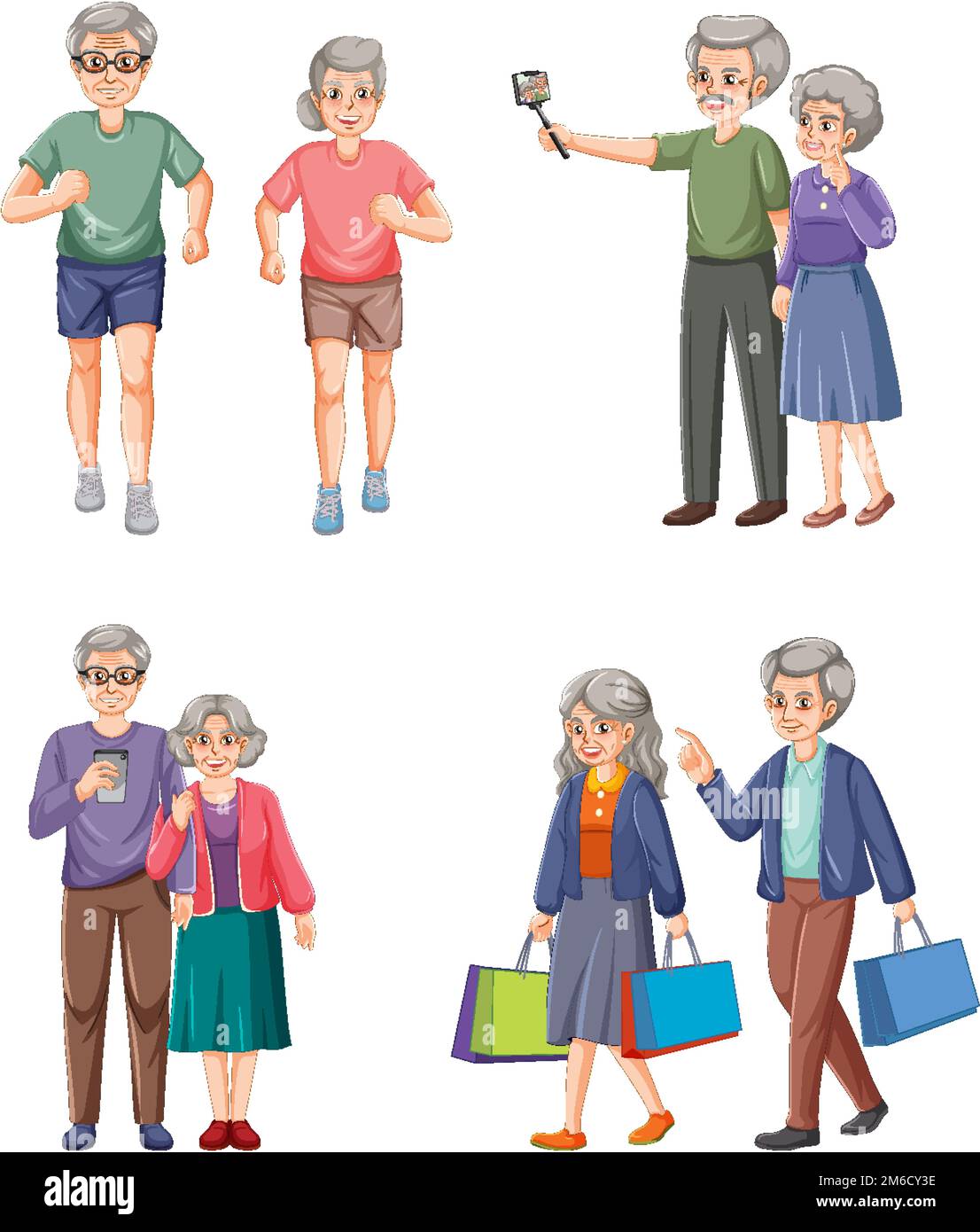 Collection of elderly people characters illustration Stock Vector Image ...