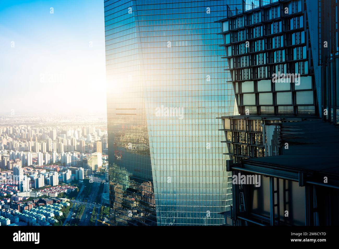 Blue toned office building Stock Photo - Alamy