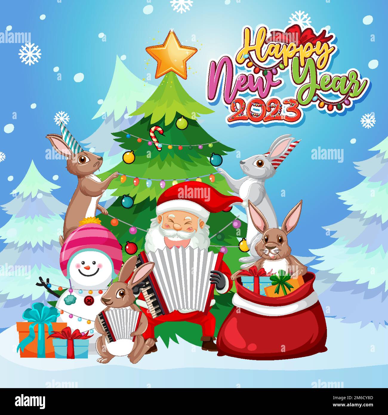 Happy New Year 2023 Banner in Christmas theme illustration Stock Vector ...