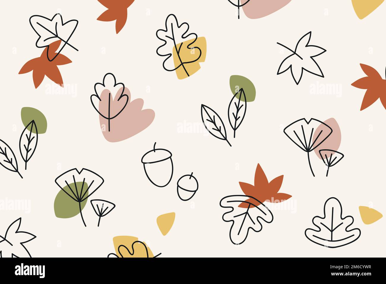 Colorful leaves on a cream wallpaper vector Stock Vector Image & Art ...
