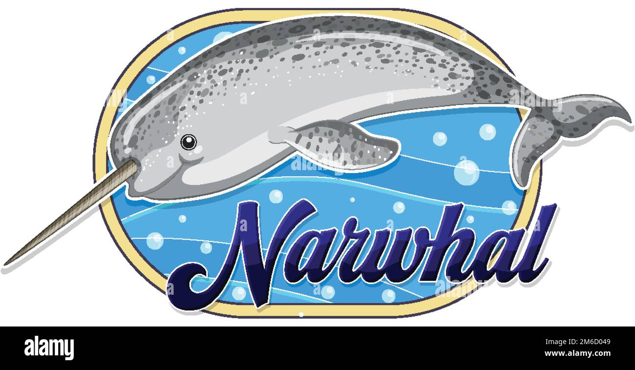 Narwhal logo with carton character illustration Stock Vector Image ...
